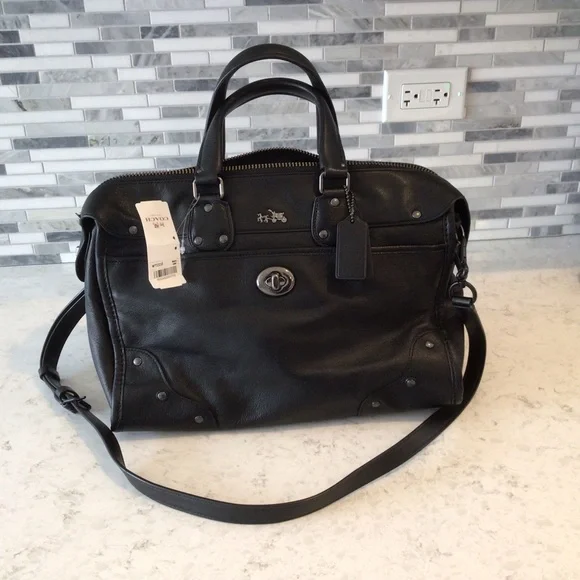 New Coach Rhyder Satchel Black Leather(COACH F33689)